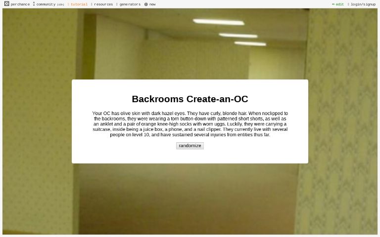Backrooms Create-an-OC ― Perchance Generator
