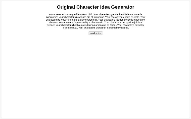 Original Character Idea Generator