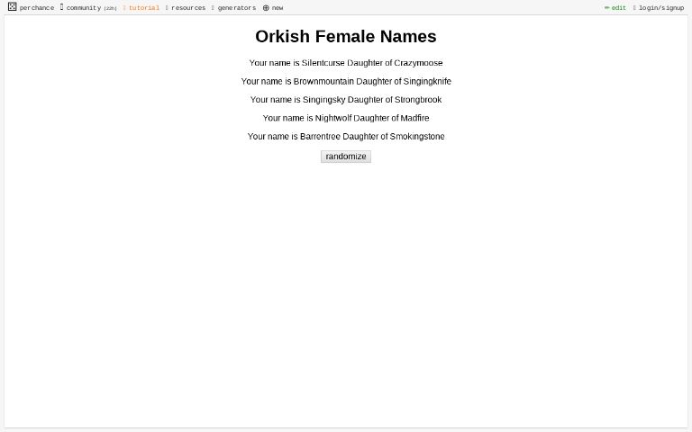 Orkish Female Names ― Perchance Generator