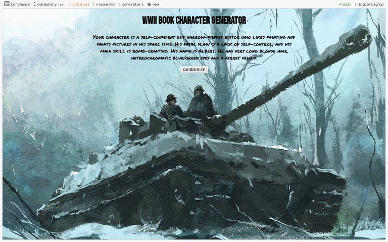wwii Book Character Generator