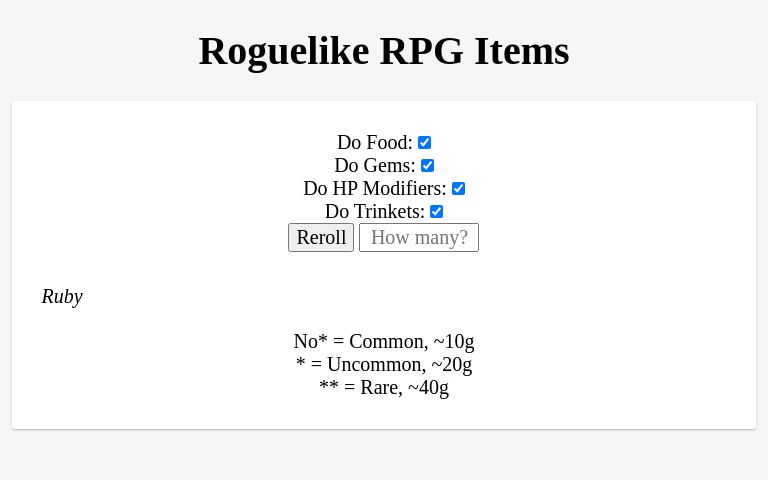 Roguelike Items ― Perchance Generator