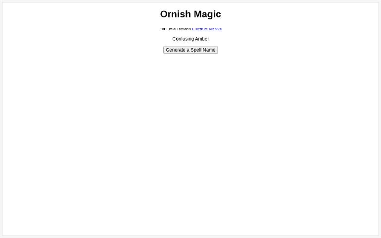 Ornish Magic ― Perchance Generator