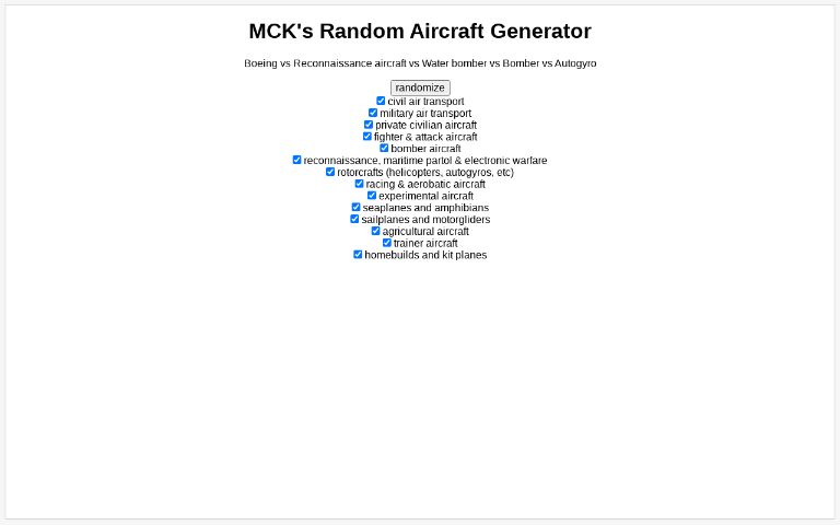 MCK's Random Aircraft Generator