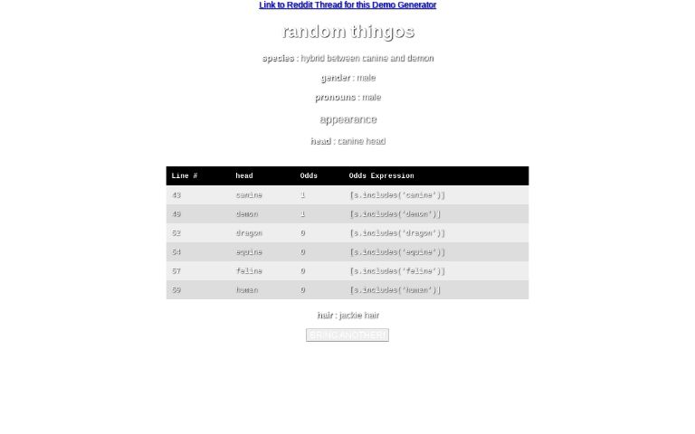 random thingos ― Perchance Generator