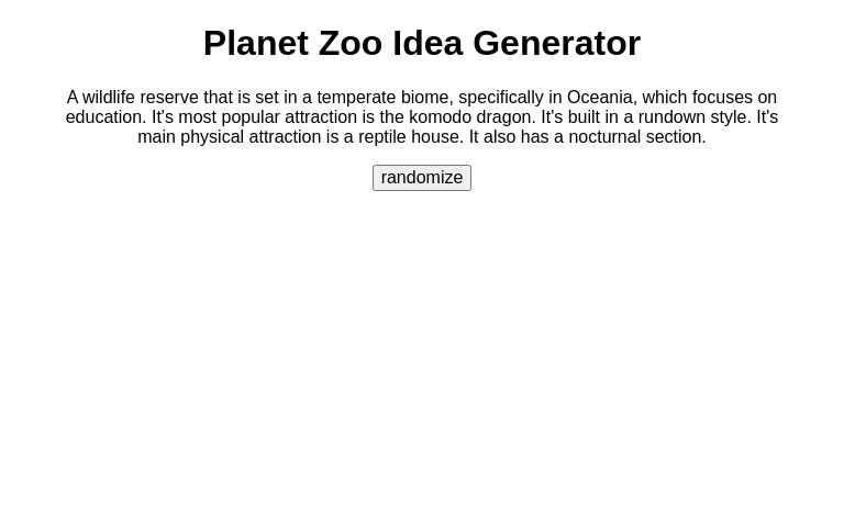 Planet Zoo Idea Generator