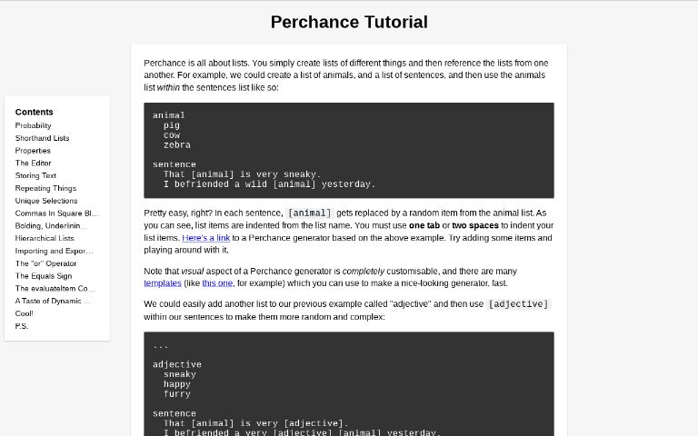 Perchance Tutorial ― Perchance Generator