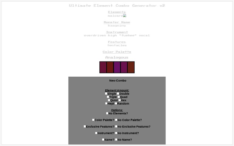 Element Combo Generator V2