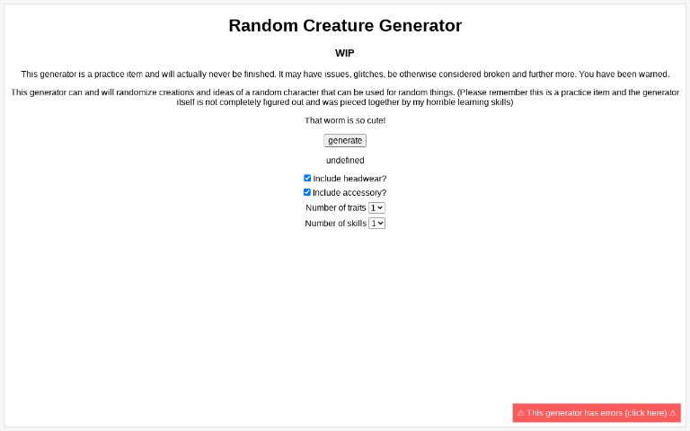 Random Creature Generator