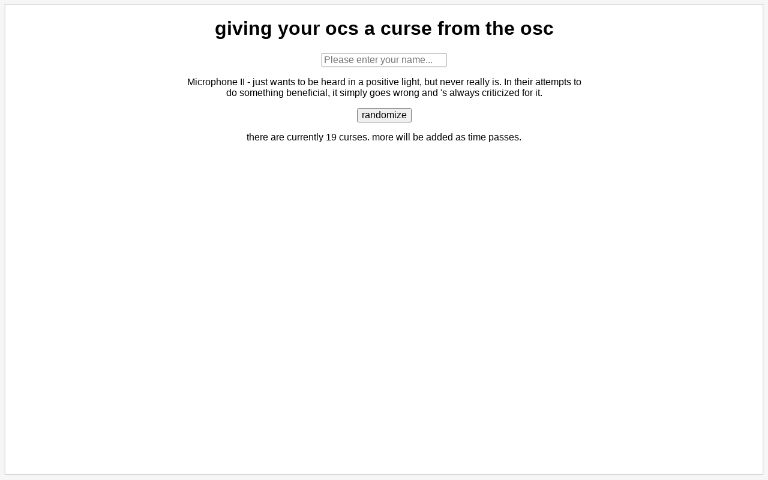 giving your ocs a curse from the osc ― Perchance Generator