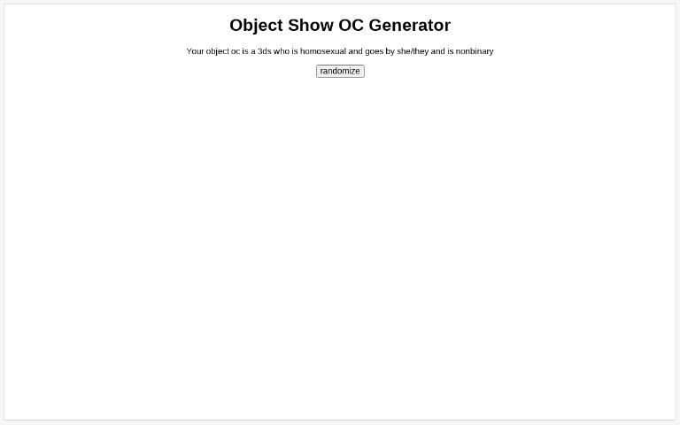 Object Show OC Generator