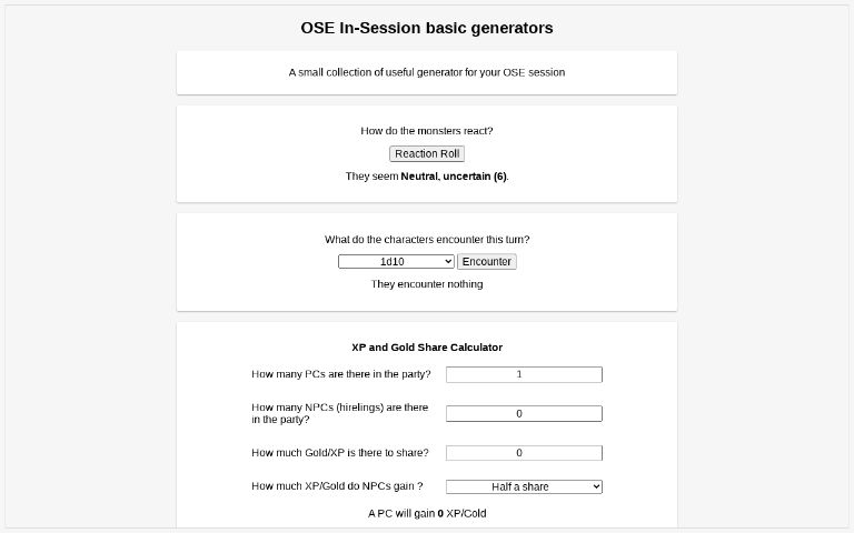OSE In-Session basic generators