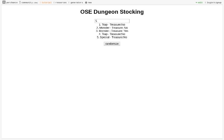 OSE Dungeon Stocking ― Perchance Generator