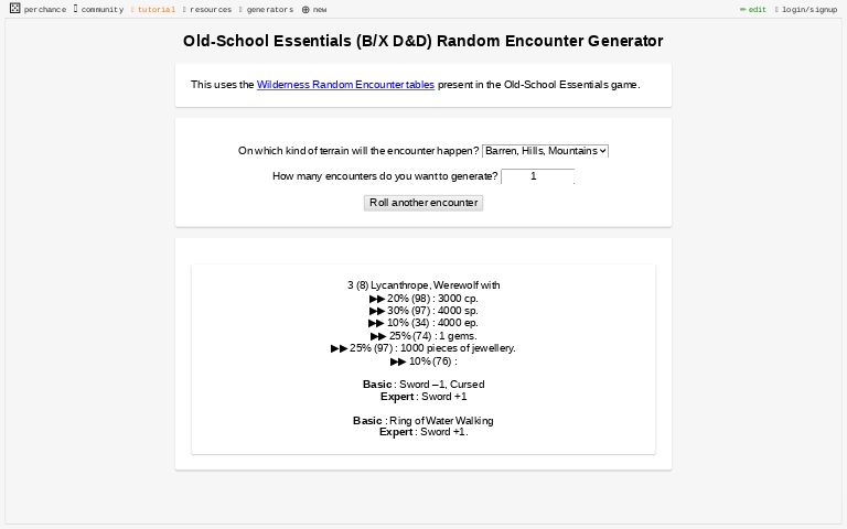 Old-School Essentials (B/X D&D) Random Encounter Generator
