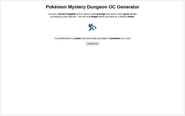 Pokémon Mystery Dungeon OC Generator