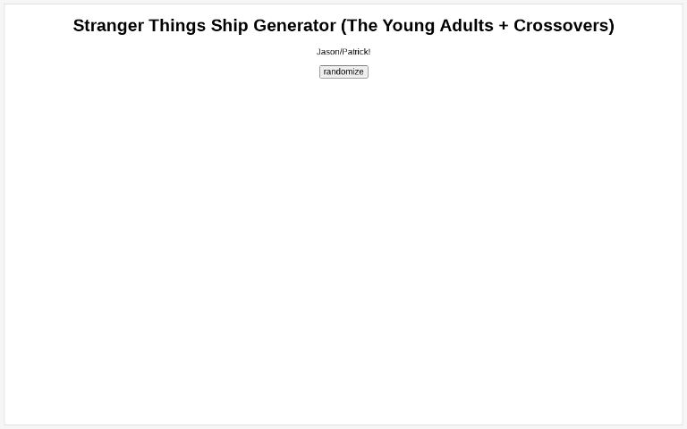 Stranger Things Ship Generator (The Young Adults + Crossovers)