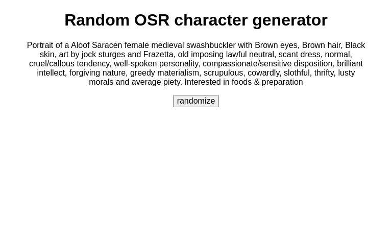Random OSR character generator