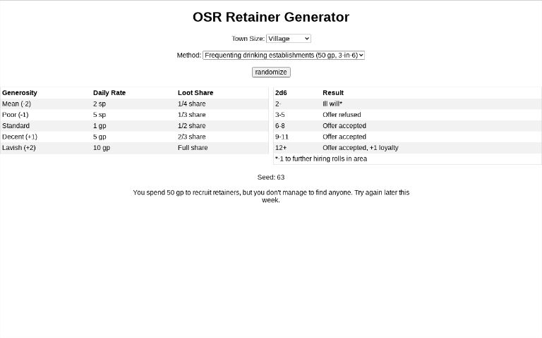 OSR Retainer Generator