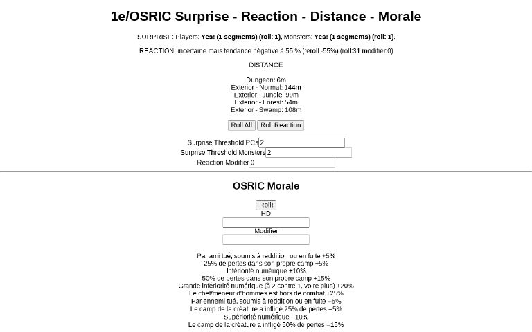1e/OSRIC Surprise - Reaction - Distance - Morale ― Perchance Generator