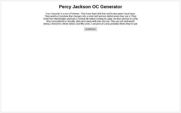 Percy Jackson OC Generator