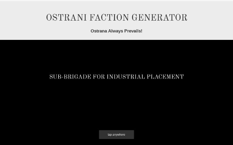 Ostrani Faction Generator
