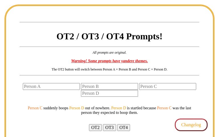 OT2 / OT3 / OT4 Prompts! ― Perchance Generator