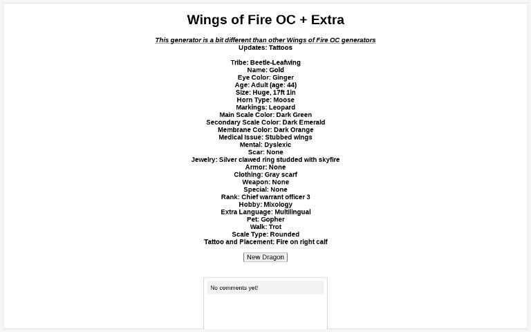 Wings of Fire OC + Extra ― Perchance Generator