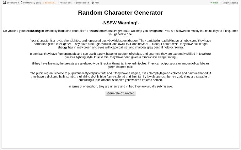 Random Character Generator
