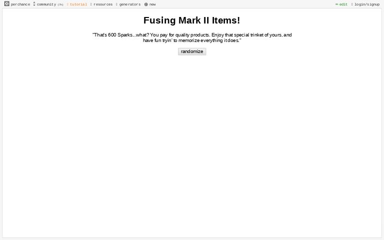 Fusing Mark II Items! ― Perchance Generator