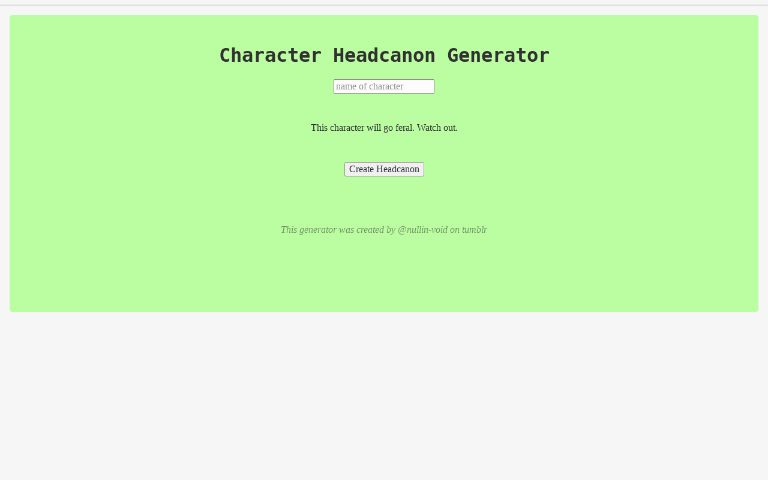 Character Headcanon Generator