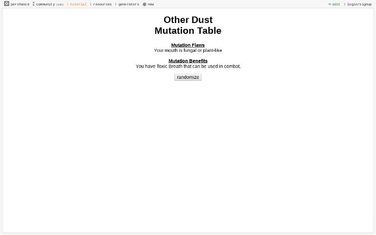 Other DustMutation Table ― Perchance Generator