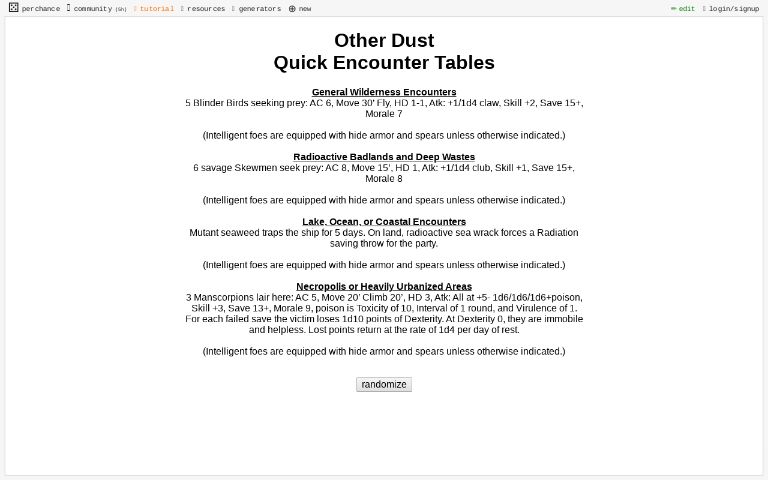 other-dust-quick-encounter-tables ― Perchance Generator