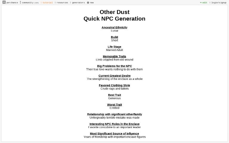 Other DustQuick NPC Generation