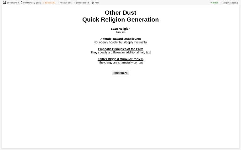 Other DustQuick Religion Generation