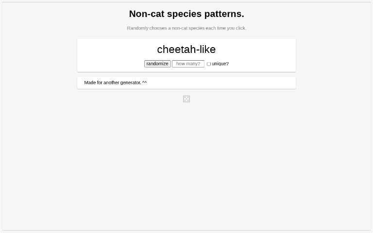 Non-cat species patterns. ― Perchance Generator