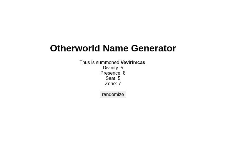 Otherworld Name Generator