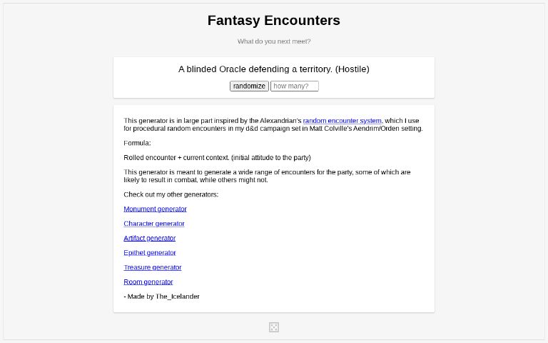 Fantasy Encounters ― Perchance Generator