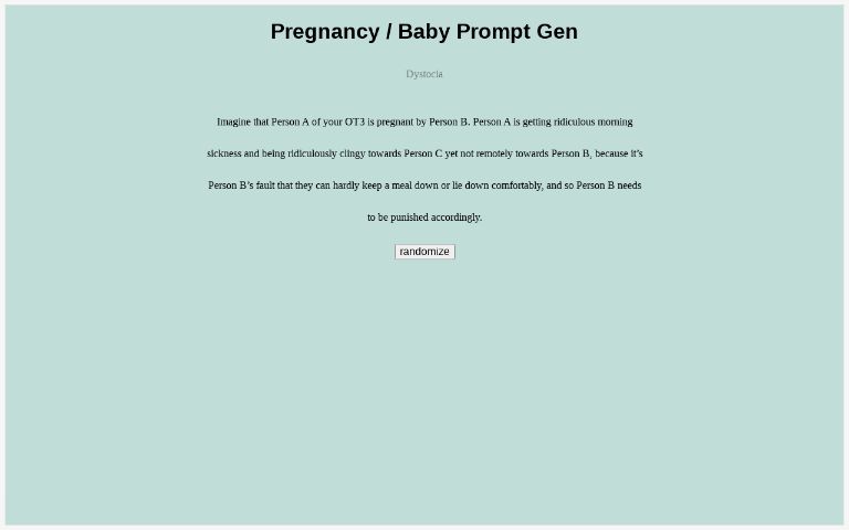 Pregnancy / Baby Prompt Gen ― Perchance Generator