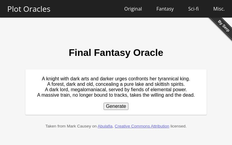 Final Fantasy Oracle ― Perchance Generator