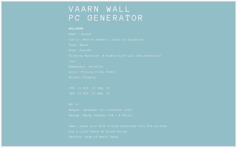 Vaarn Wall PC Generator