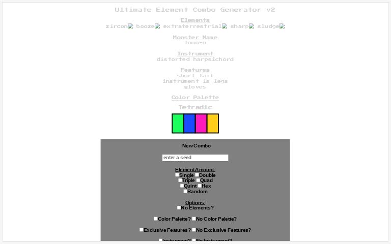 Element Combo Generator V2