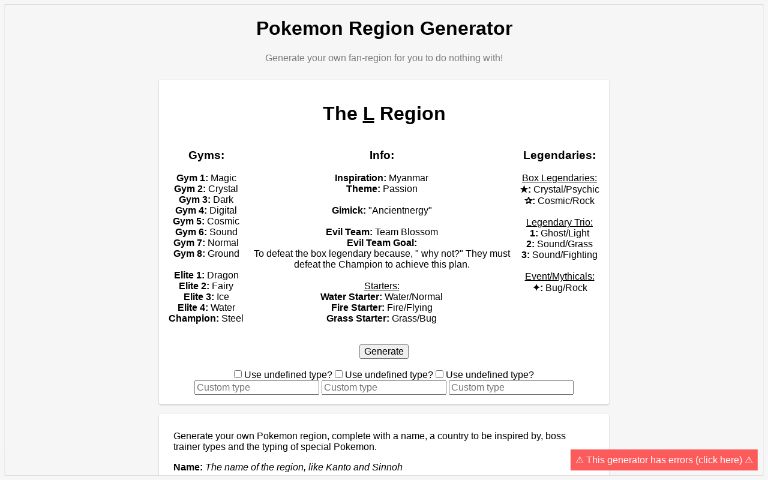 Pokemon Region Generator