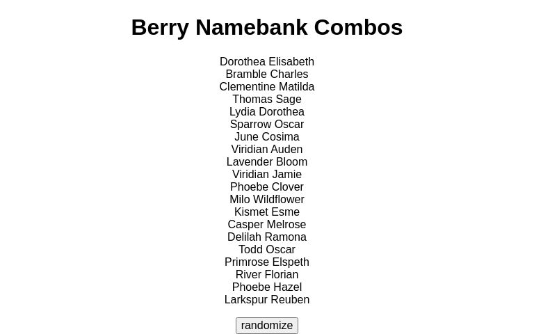 Berry Namebank Combos ― Perchance Generator