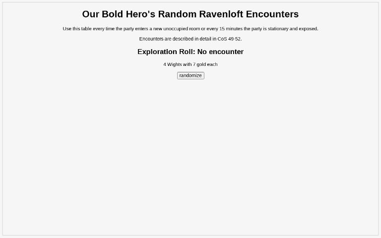 Our Bold Hero's Random Ravenloft Encounters ― Perchance Generator