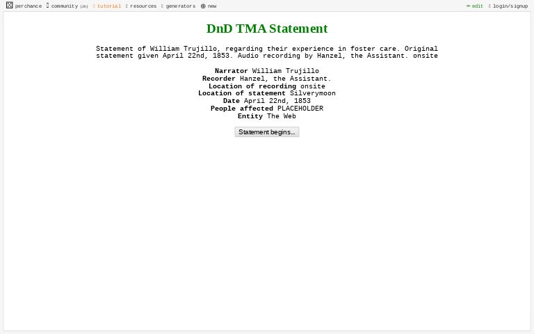 DnD TMA Statement ― Perchance Generator