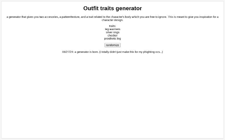 Outfit traits generator