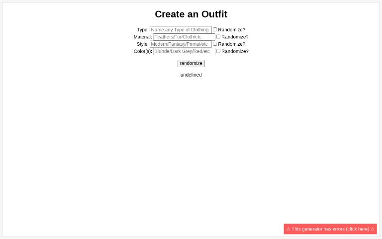 Create an Outfit ― Perchance Generator