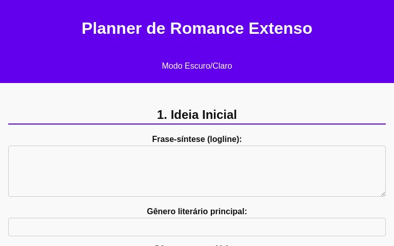 Planner de Romance Extenso ― Perchance Generator