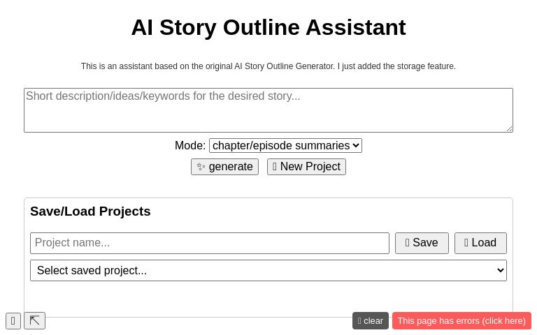 AI Story Outline Assistant ― Perchance Generator
