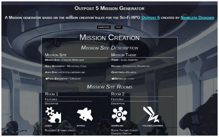 Outpost 5 Mission Generator