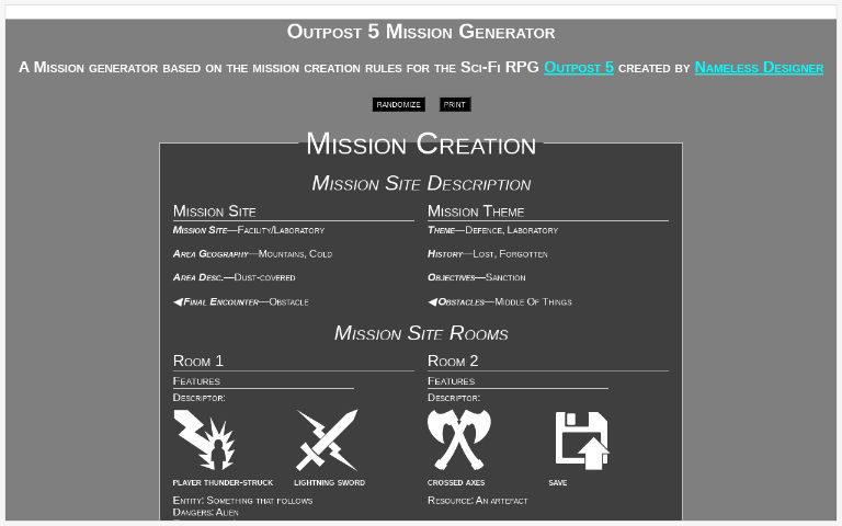 Outpost 5 Mission Generator